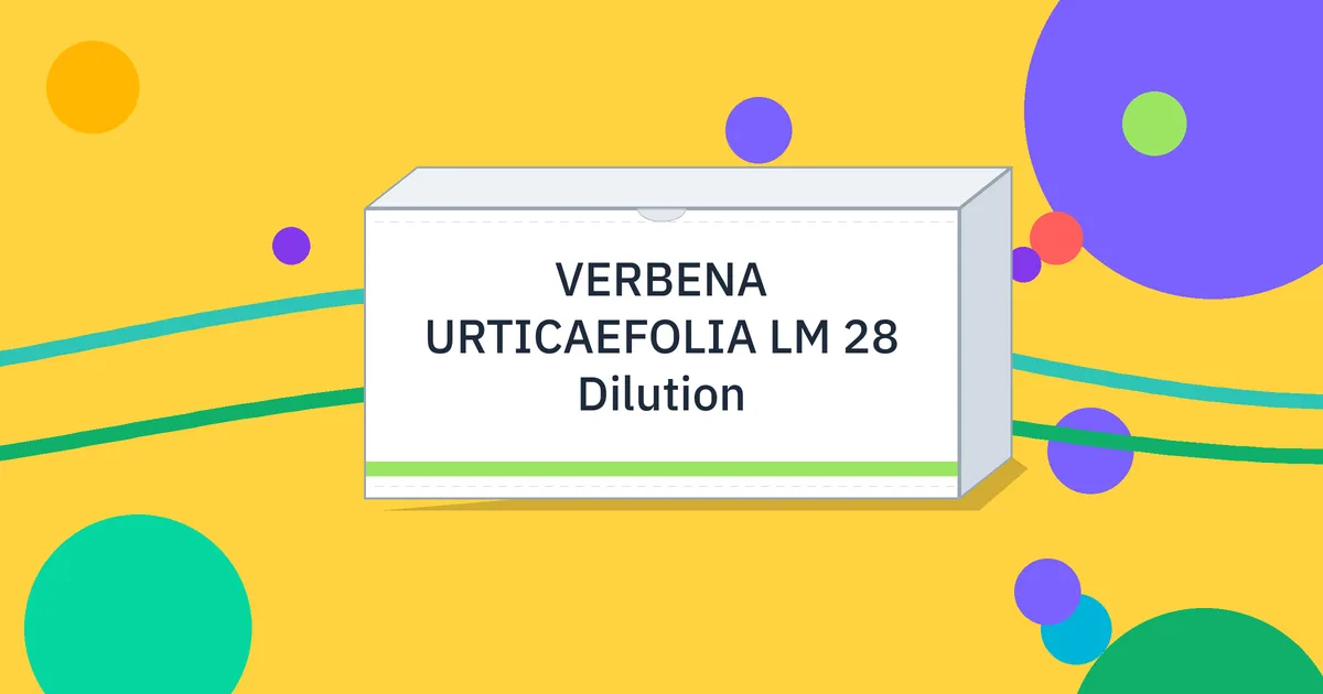 Symbolbild: Packung mit der Aufschrift VERBENA URTICAEFOLIA LM 28 Dilution (PZN 13268419) – Verfügbarkeit und Bezug in Apotheken in Frankfurt am Main