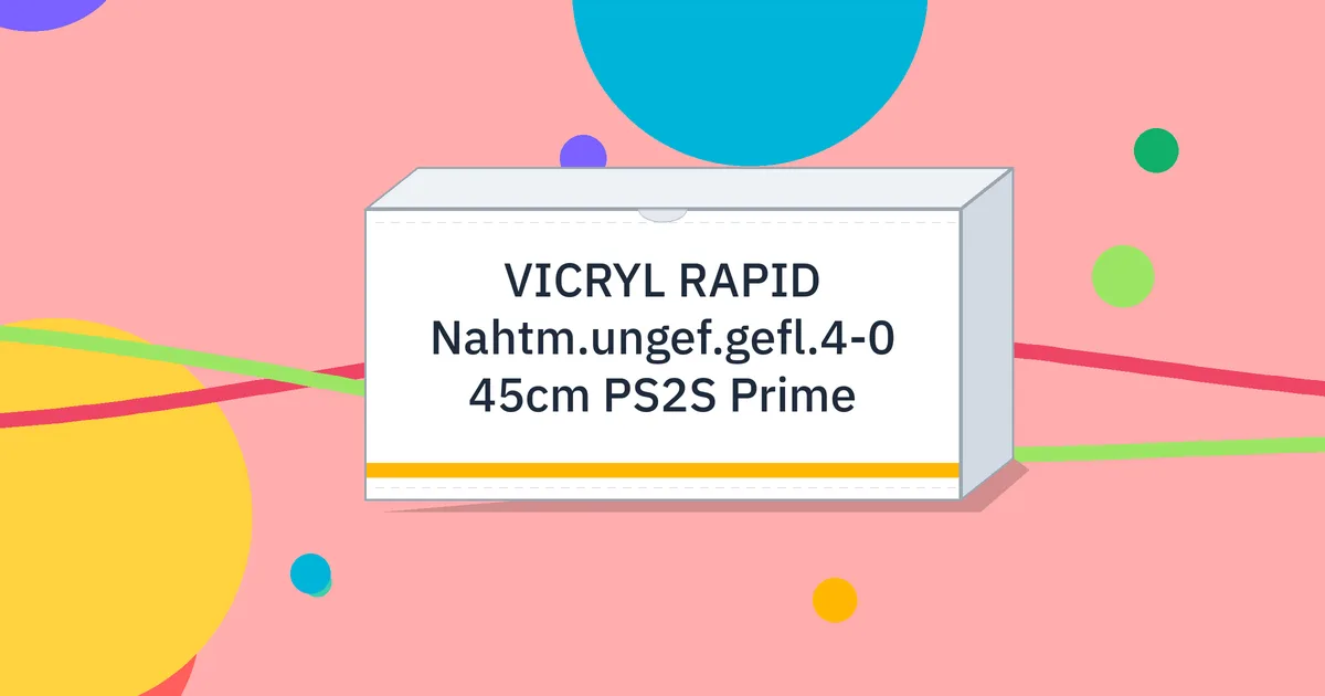 Symbolbild: Packung mit der Aufschrift VICRYL RAPID Nahtm.ungef.gefl.4-0 45cm PS2S Prime (PZN 18793745) – Verfügbarkeit und Bezug in Apotheken in Frankfurt am Main