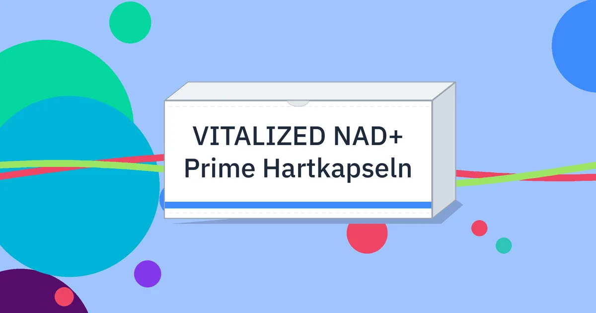 Symbolbild: Packung mit der Aufschrift VITALIZED NAD+ Prime Hartkapseln (PZN 20125755) – Verfügbarkeit und Bezug in Apotheken in Frankfurt am Main
