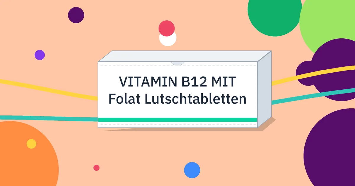 Symbolbild: Packung mit der Aufschrift VITAMIN B12 MIT Folat Lutschtabletten (PZN 17966209) – Verfügbarkeit und Bezug in Apotheken in Frankfurt am Main