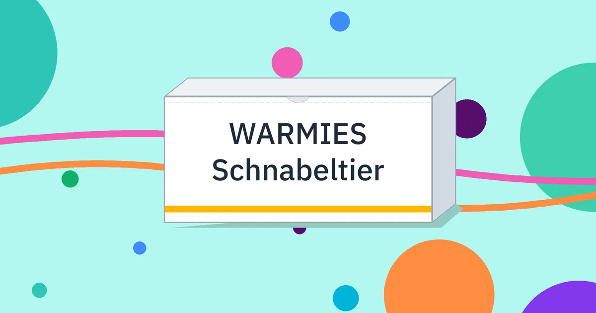 Symbolbild: Packung mit der Aufschrift WARMIES Schnabeltier (PZN 15405731) – Verfügbarkeit und Bezug in Apotheken in Frankfurt am Main