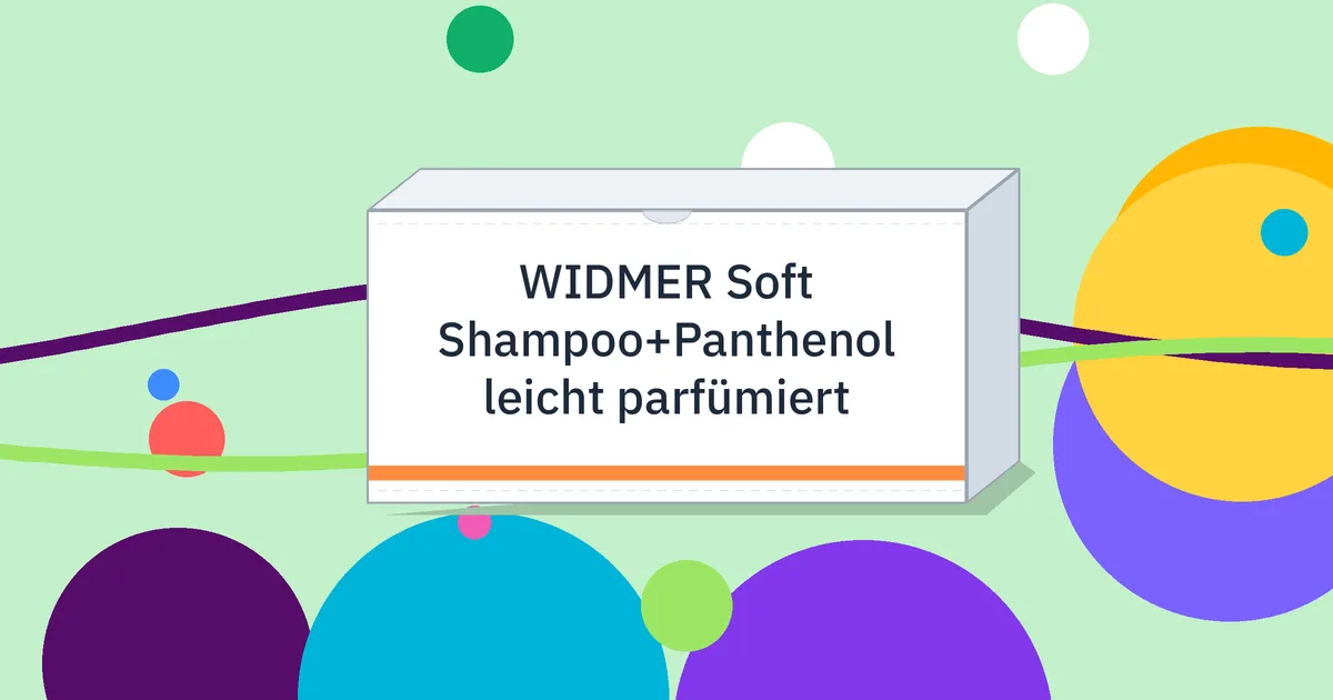 Symbolbild: Packung mit der Aufschrift WIDMER Soft Shampoo+Panthenol leicht parfümiert (PZN 09921813) – Verfügbarkeit und Bezug in Apotheken in Frankfurt am Main