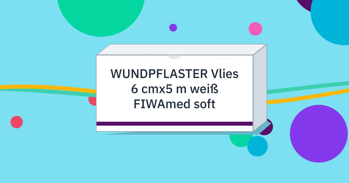 Symbolbild: Packung mit der Aufschrift WUNDPFLASTER Vlies 6 cmx5 m weiß FIWAmed soft (PZN 11859582) – Verfügbarkeit und Bezug in Apotheken in Frankfurt am Main