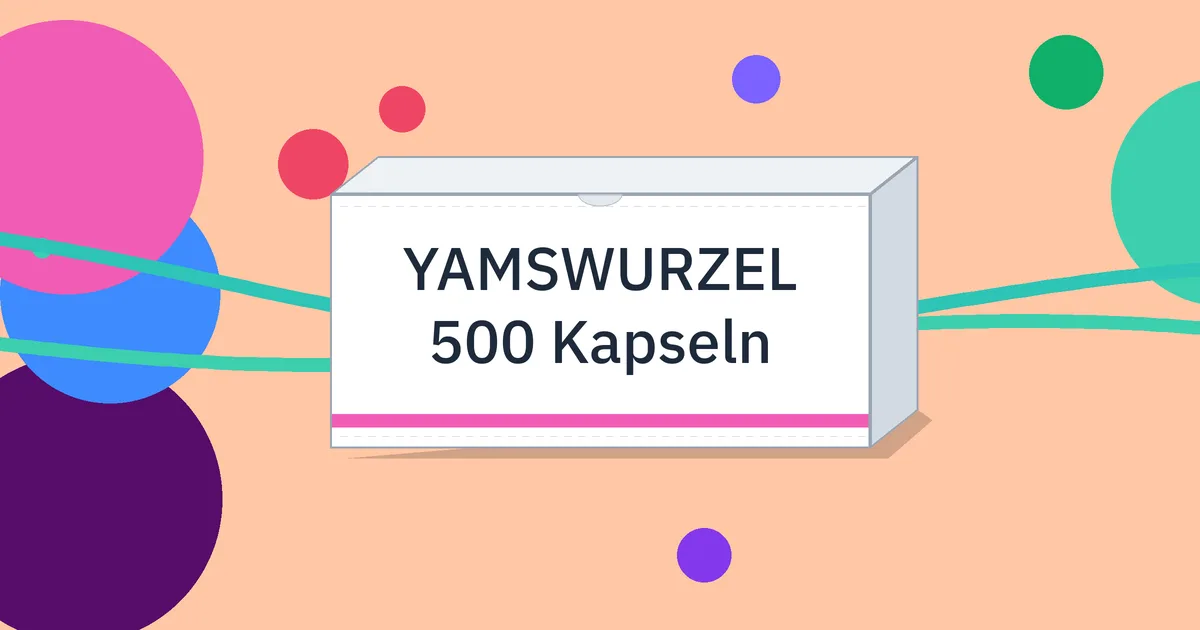 Symbolbild: Packung mit der Aufschrift YAMSWURZEL 500 Kapseln (PZN 20851875) – Verfügbarkeit und Bezug in Apotheken in Frankfurt am Main