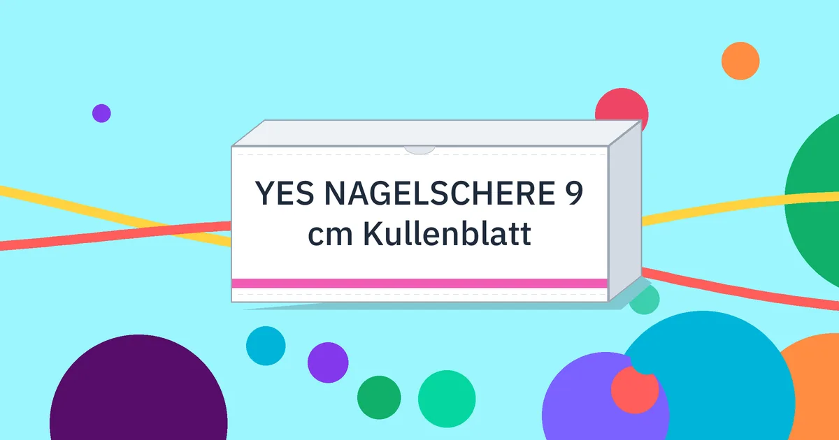 Symbolbild: Packung mit der Aufschrift YES NAGELSCHERE 9 cm Kullenblatt (PZN 14220372) – Verfügbarkeit und Bezug in Apotheken in Frankfurt am Main