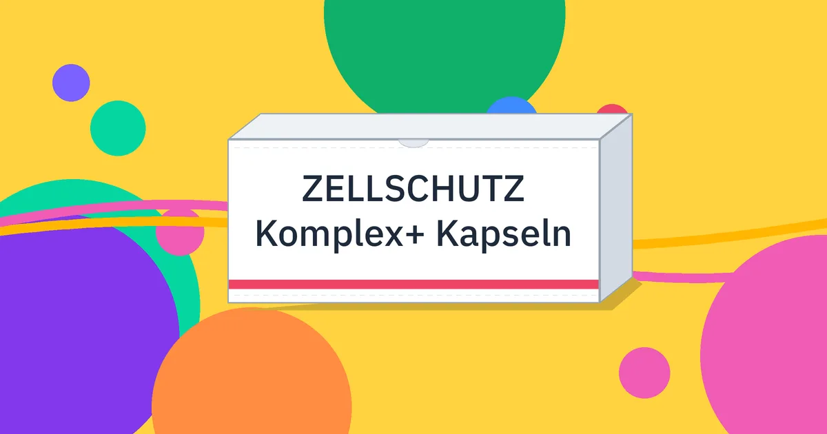 Symbolbild: Packung mit der Aufschrift ZELLSCHUTZ Komplex+ Kapseln (PZN 20700780) – Verfügbarkeit und Bezug in Apotheken in Frankfurt am Main
