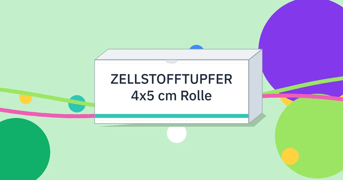 Symbolbild: Packung mit der Aufschrift ZELLSTOFFTUPFER 4x5 cm Rolle (PZN 01723290) – Verfügbarkeit und Bezug in Apotheken in Frankfurt am Main