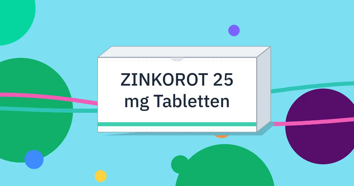 Symbolbild: Packung mit der Aufschrift ZINKOROT 25 mg Tabletten (PZN 18082889) – Verfügbarkeit und Bezug in Apotheken in Frankfurt am Main