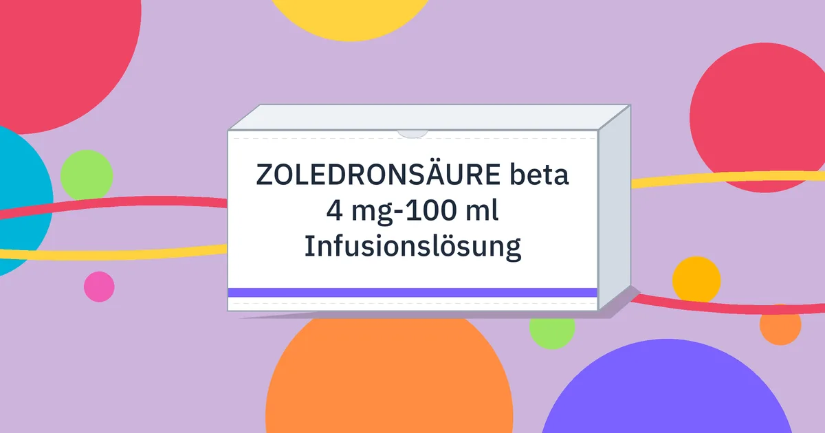 Symbolbild: Packung mit der Aufschrift ZOLEDRONSÄURE beta 4 mg-100 ml Infusionslösung (PZN 02055985) – Verfügbarkeit und Bezug in Apotheken in Frankfurt am Main