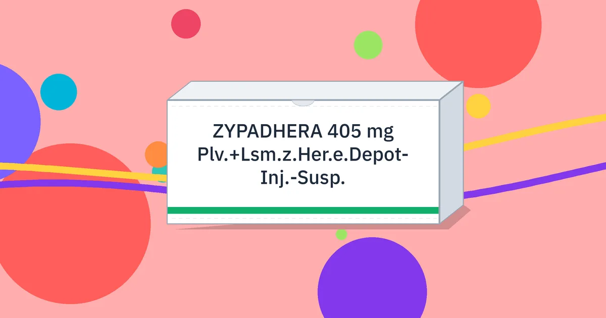 Symbolbild: Packung mit der Aufschrift ZYPADHERA 405 mg Plv.+Lsm.z.Her.e.Depot-Inj.-Susp. (PZN 07605120) – Verfügbarkeit und Bezug in Apotheken in Frankfurt am Main