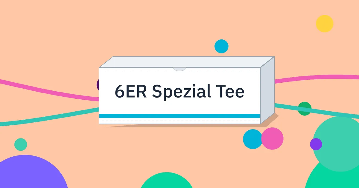 Symbolbild: Packung mit der Aufschrift 6ER Spezial Tee (PZN 20278074) – Verfügbarkeit und Bezug in Apotheken in Frankfurt am Main