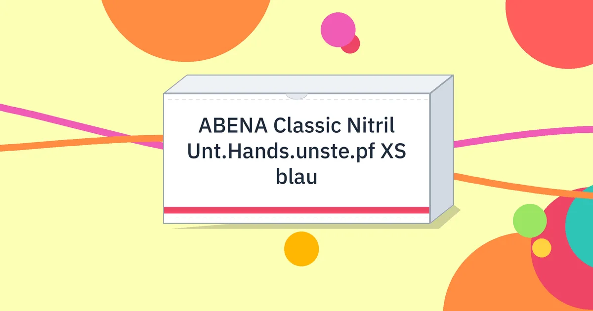 Symbolbild: Packung mit der Aufschrift ABENA Classic Nitril Unt.Hands.unste.pf XS blau (PZN 17416868) – Verfügbarkeit und Bezug in Apotheken in Frankfurt am Main