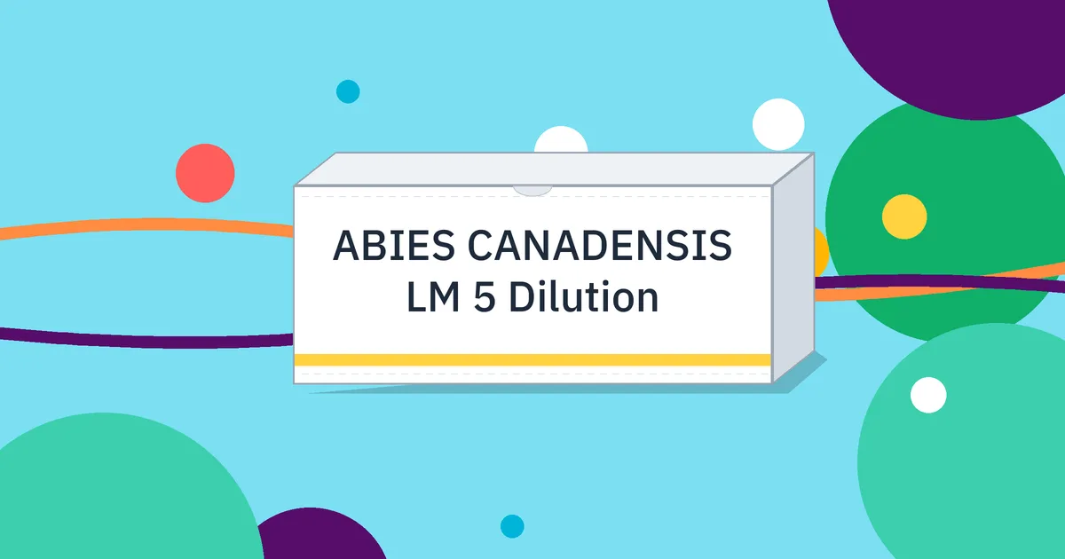 Symbolbild: Packung mit der Aufschrift ABIES CANADENSIS LM 5 Dilution (PZN 13259194) – Verfügbarkeit und Bezug in Apotheken in Frankfurt am Main