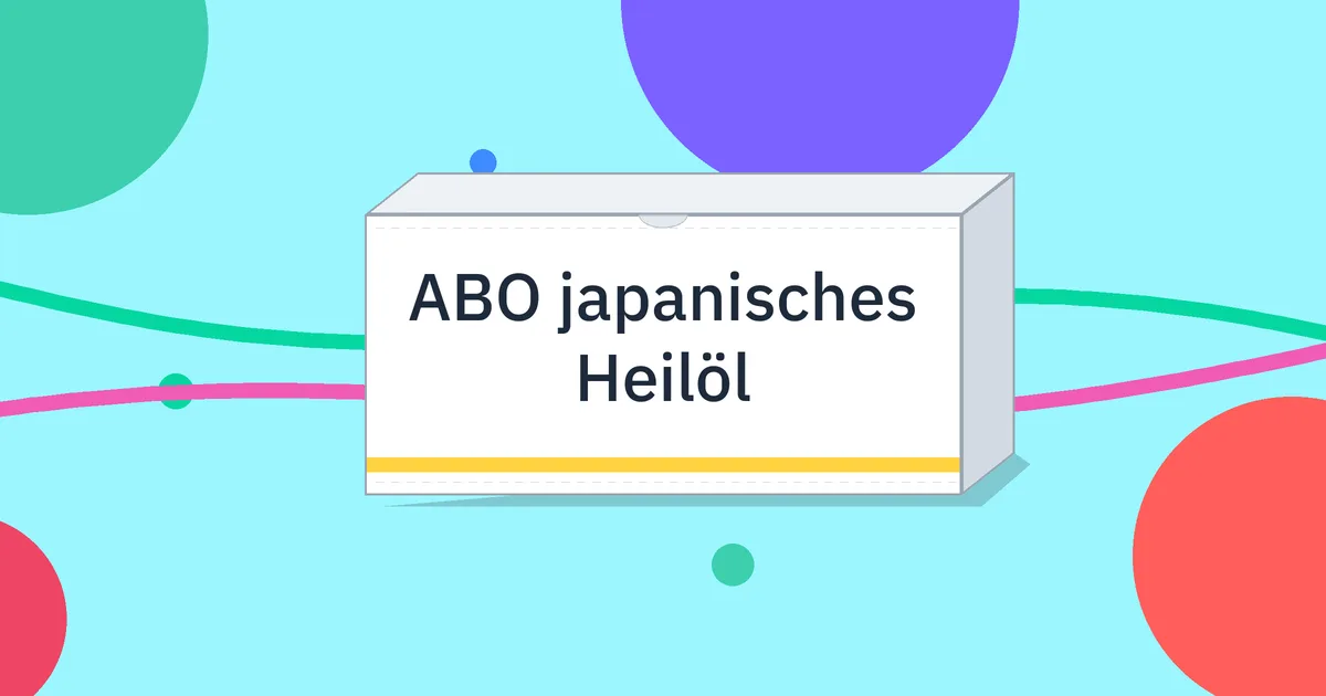 Symbolbild: Packung mit der Aufschrift ABO japanisches Heilöl (PZN 15993573) – Verfügbarkeit und Bezug in Apotheken in Frankfurt am Main