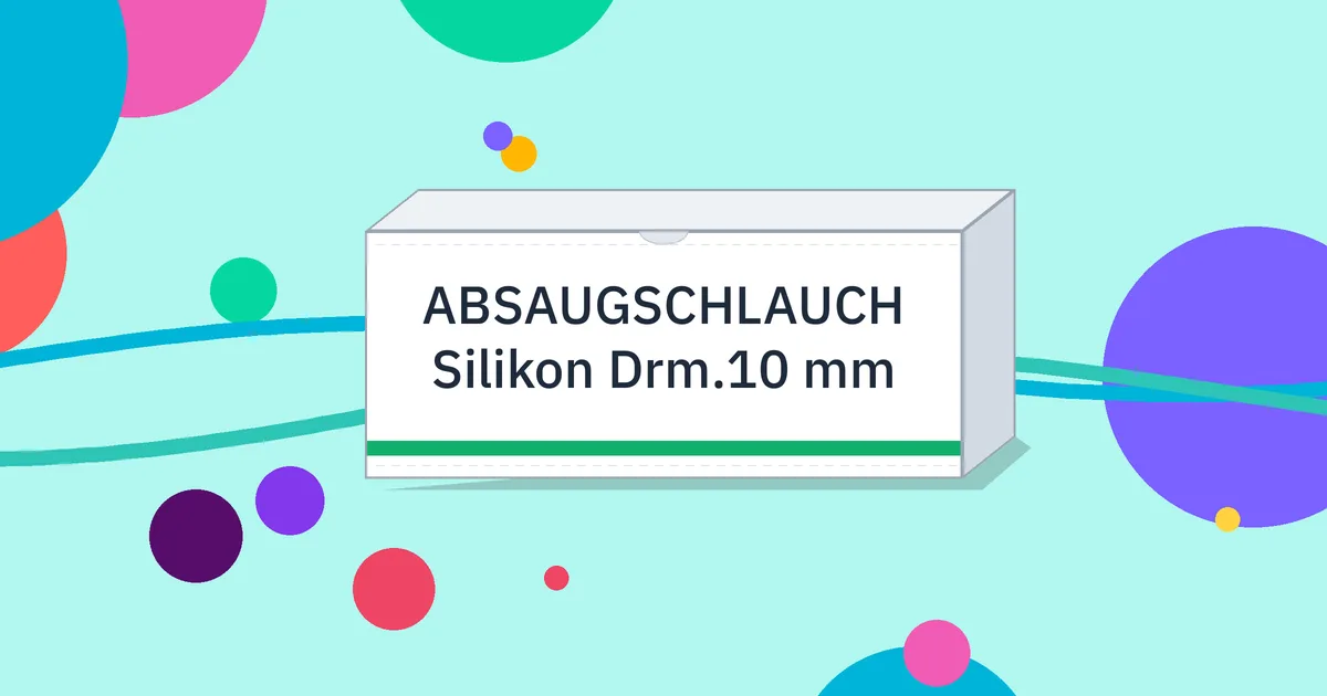 Symbolbild: Packung mit der Aufschrift ABSAUGSCHLAUCH Silikon Drm.10 mm (PZN 08879670) – Verfügbarkeit und Bezug in Apotheken in Frankfurt am Main