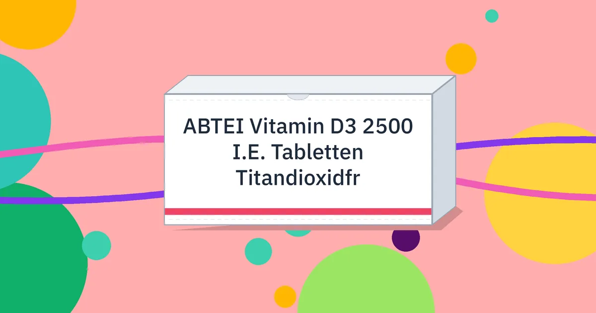 Symbolbild: Packung mit der Aufschrift ABTEI Vitamin D3 2500 I.E. Tabletten Titandioxidfr (PZN 17908407) – Verfügbarkeit und Bezug in Apotheken in Frankfurt am Main