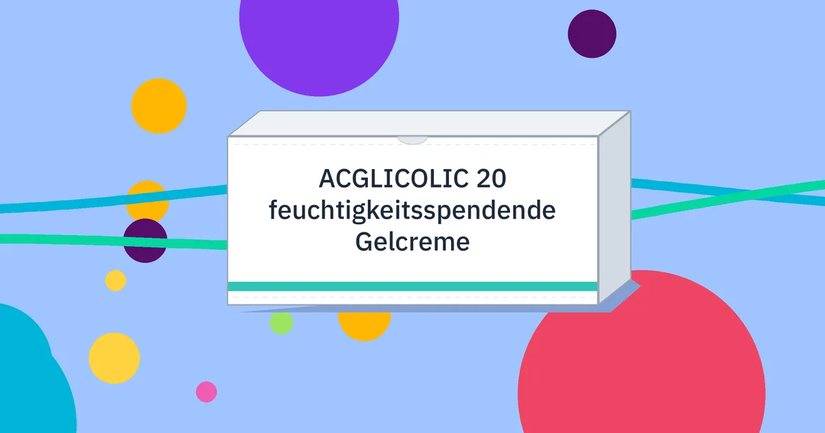 Symbolbild: Packung mit der Aufschrift ACGLICOLIC 20 feuchtigkeitsspendende Gelcreme (PZN 18022031) – Verfügbarkeit und Bezug in Apotheken in Frankfurt am Main
