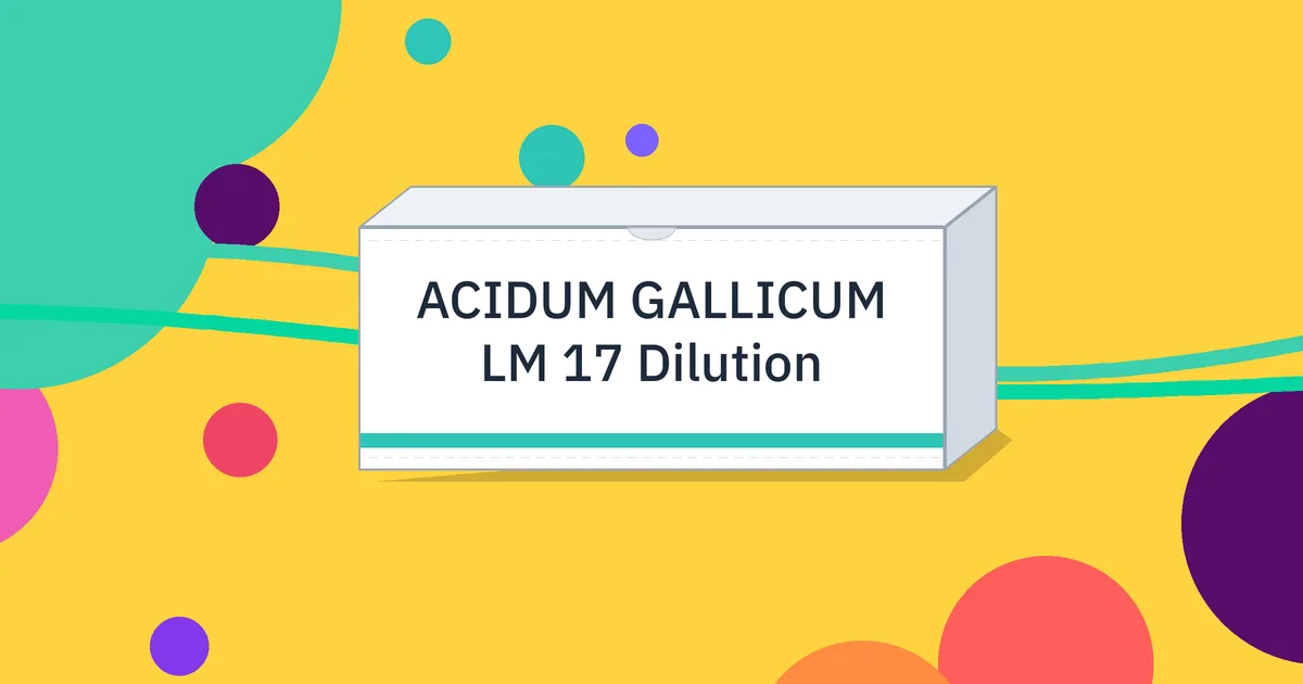 Symbolbild: Packung mit der Aufschrift ACIDUM GALLICUM LM 17 Dilution (PZN 13275649) – Verfügbarkeit und Bezug in Apotheken in Frankfurt am Main