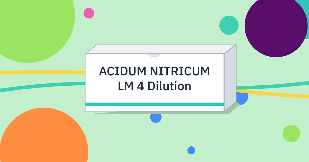 Symbolbild: Packung mit der Aufschrift ACIDUM NITRICUM LM 4 Dilution (PZN 12752691) – Verfügbarkeit und Bezug in Apotheken in Frankfurt am Main