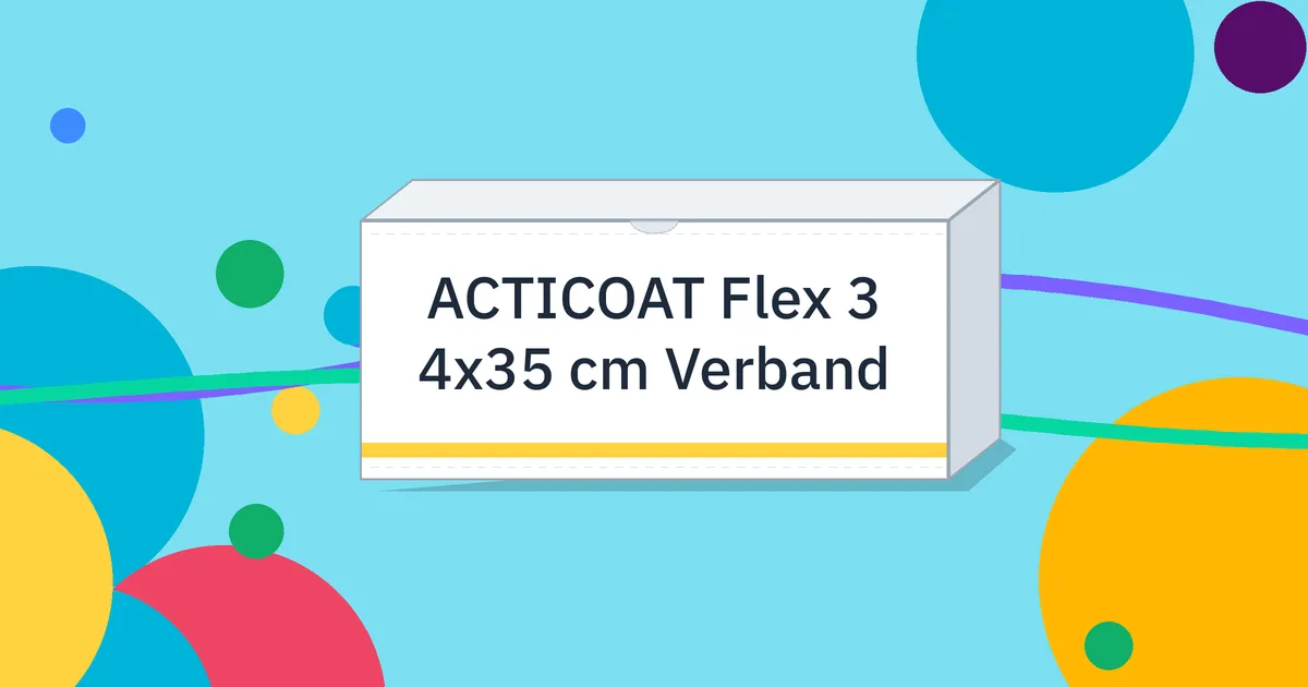 Symbolbild: Packung mit der Aufschrift ACTICOAT Flex 3 4x35 cm Verband (PZN 13347478) – Verfügbarkeit und Bezug in Apotheken in Frankfurt am Main