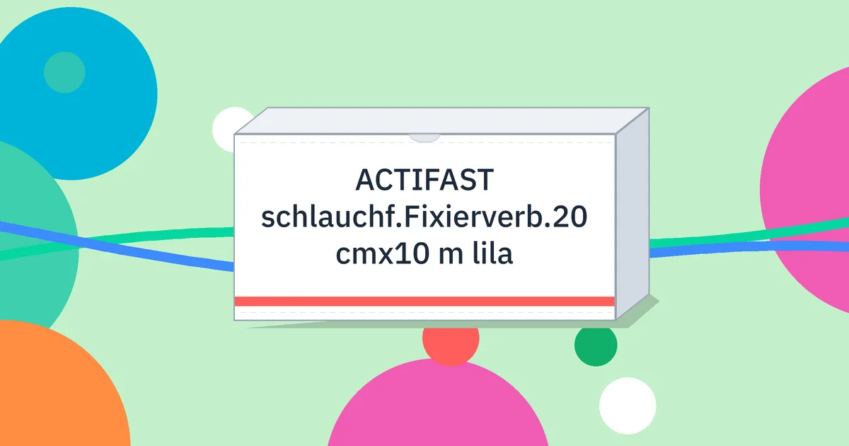 Symbolbild: Packung mit der Aufschrift ACTIFAST schlauchf.Fixierverb.20 cmx10 m lila (PZN 19453276) – Verfügbarkeit und Bezug in Apotheken in Frankfurt am Main
