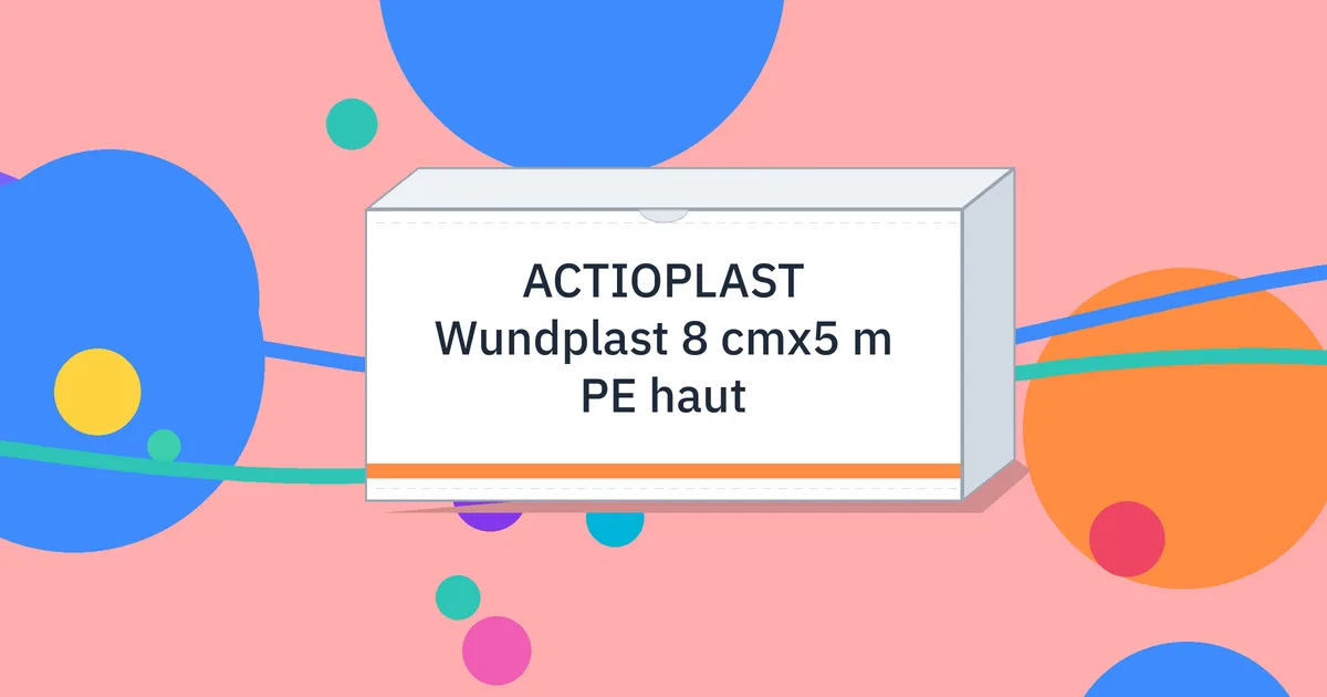Symbolbild: Packung mit der Aufschrift ACTIOPLAST Wundplast 8 cmx5 m PE haut (PZN 05392708) – Verfügbarkeit und Bezug in Apotheken in Frankfurt am Main