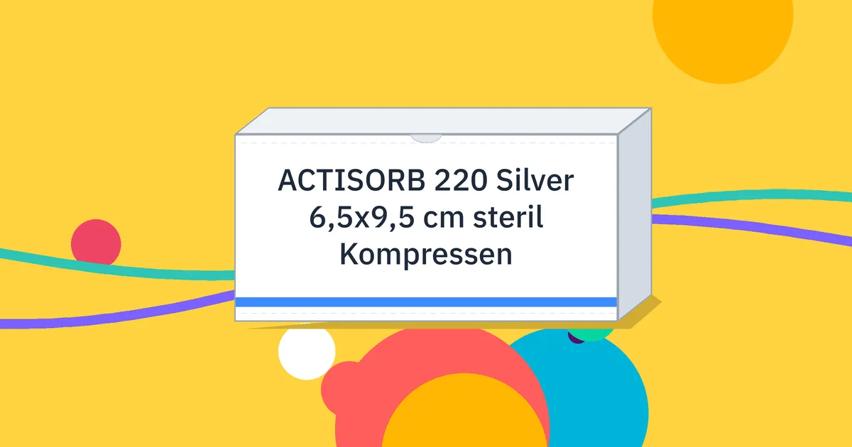 Symbolbild: Packung mit der Aufschrift ACTISORB 220 Silver 6,5x9,5 cm steril Kompressen (PZN 17453562) – Verfügbarkeit und Bezug in Apotheken in Frankfurt am Main