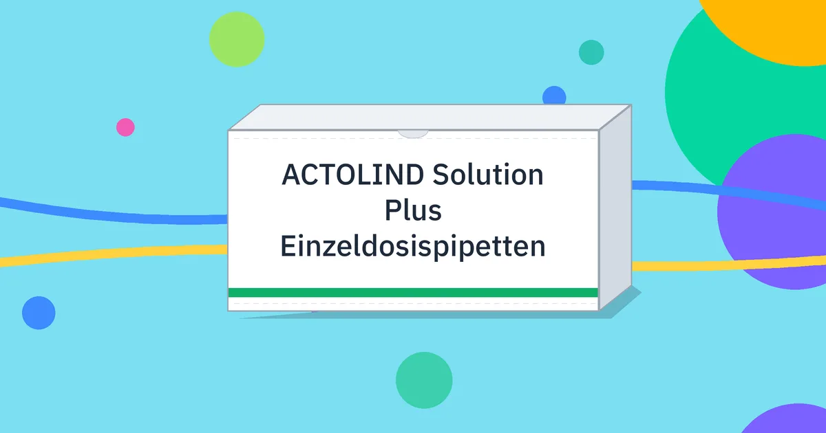 Symbolbild: Packung mit der Aufschrift ACTOLIND Solution Plus Einzeldosispipetten (PZN 17586843) – Verfügbarkeit und Bezug in Apotheken in Frankfurt am Main