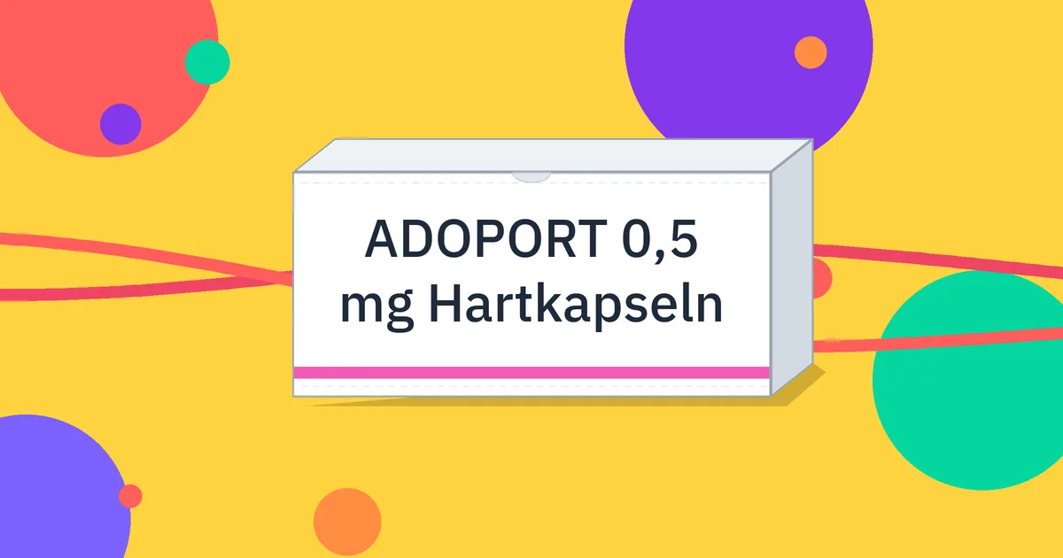 Symbolbild: Packung mit der Aufschrift ADOPORT 0,5 mg Hartkapseln (PZN 17505224) – Verfügbarkeit und Bezug in Apotheken in Frankfurt am Main