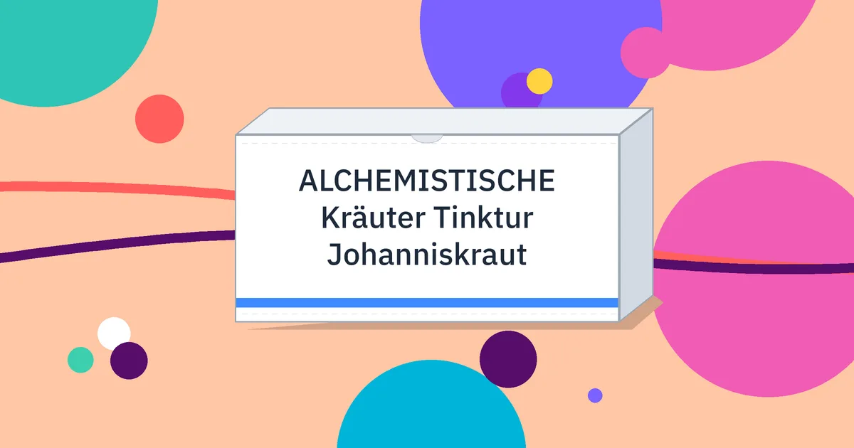 Symbolbild: Packung mit der Aufschrift ALCHEMISTISCHE Kräuter Tinktur Johanniskraut (PZN 17418347) – Verfügbarkeit und Bezug in Apotheken in Frankfurt am Main
