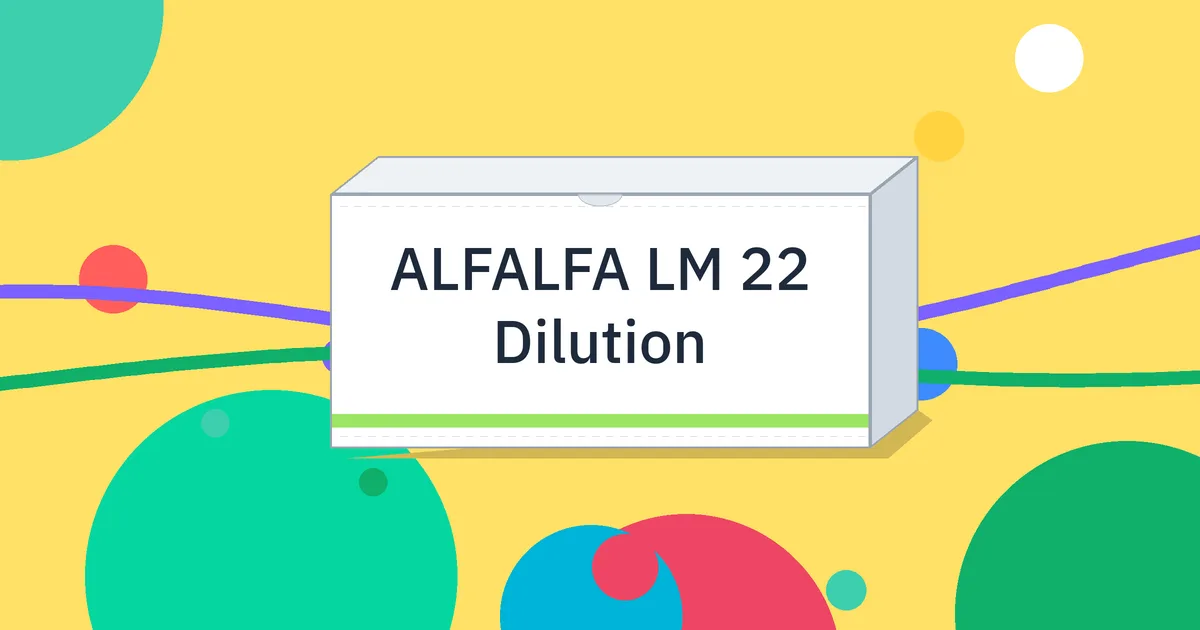 Symbolbild: Packung mit der Aufschrift ALFALFA LM 22 Dilution (PZN 13310274) – Verfügbarkeit und Bezug in Apotheken in Frankfurt am Main