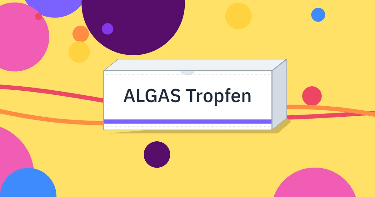 Symbolbild: Packung mit der Aufschrift ALGAS Tropfen (PZN 16396537) – Verfügbarkeit und Bezug in Apotheken in Frankfurt am Main