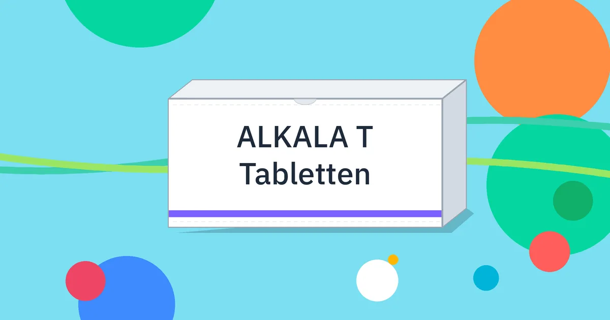 Symbolbild: Packung mit der Aufschrift ALKALA T Tabletten (PZN 04868586) – Verfügbarkeit und Bezug in Apotheken in Frankfurt am Main