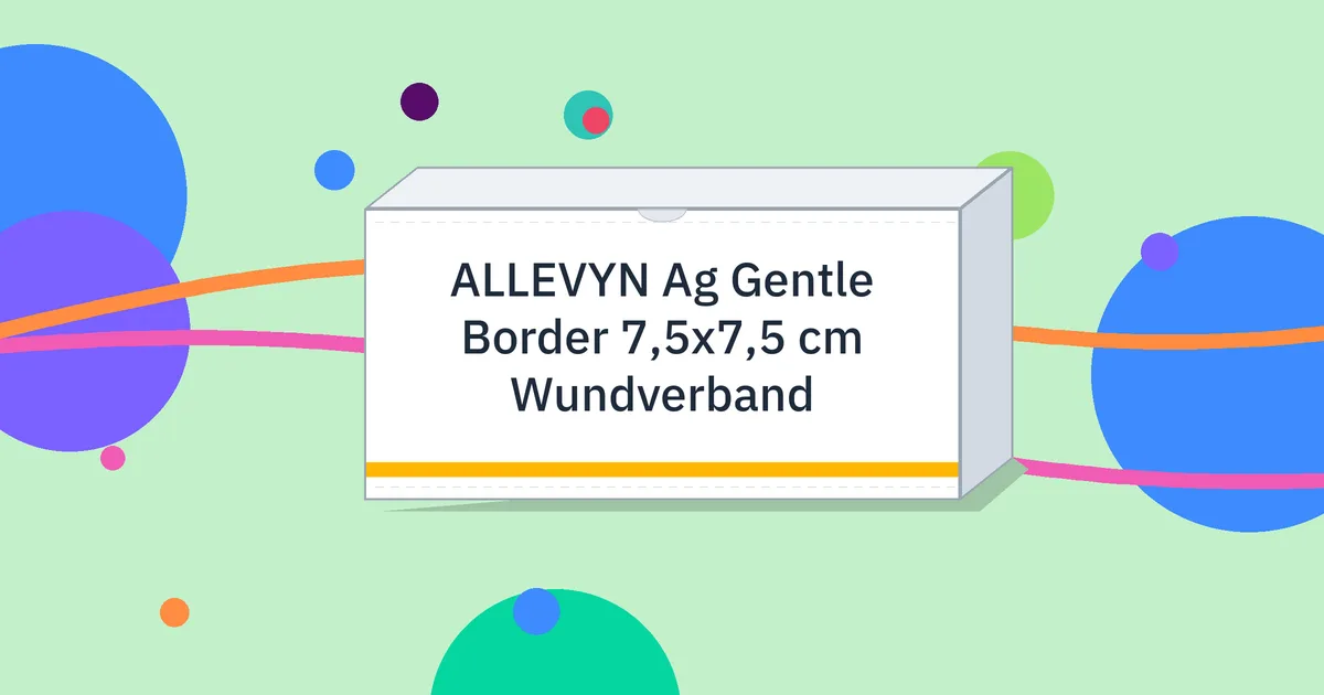 Symbolbild: Packung mit der Aufschrift ALLEVYN Ag Gentle Border 7,5x7,5 cm Wundverband (PZN 19533408) – Verfügbarkeit und Bezug in Apotheken in Frankfurt am Main