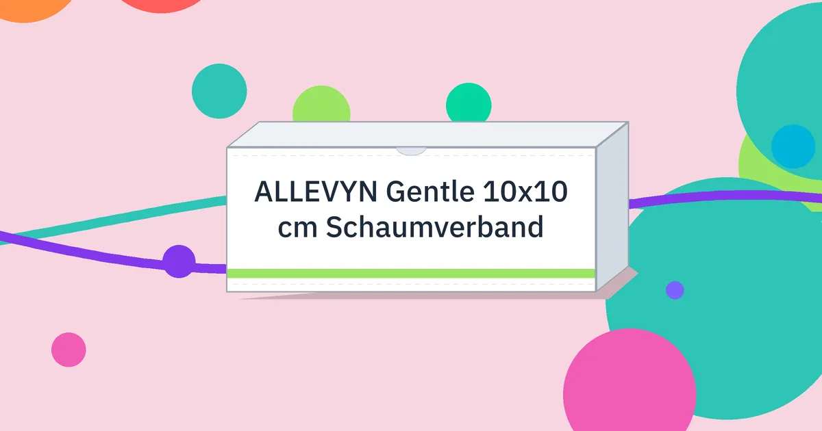 Symbolbild: Packung mit der Aufschrift ALLEVYN Gentle 10x10 cm Schaumverband (PZN 19698026) – Verfügbarkeit und Bezug in Apotheken in Frankfurt am Main