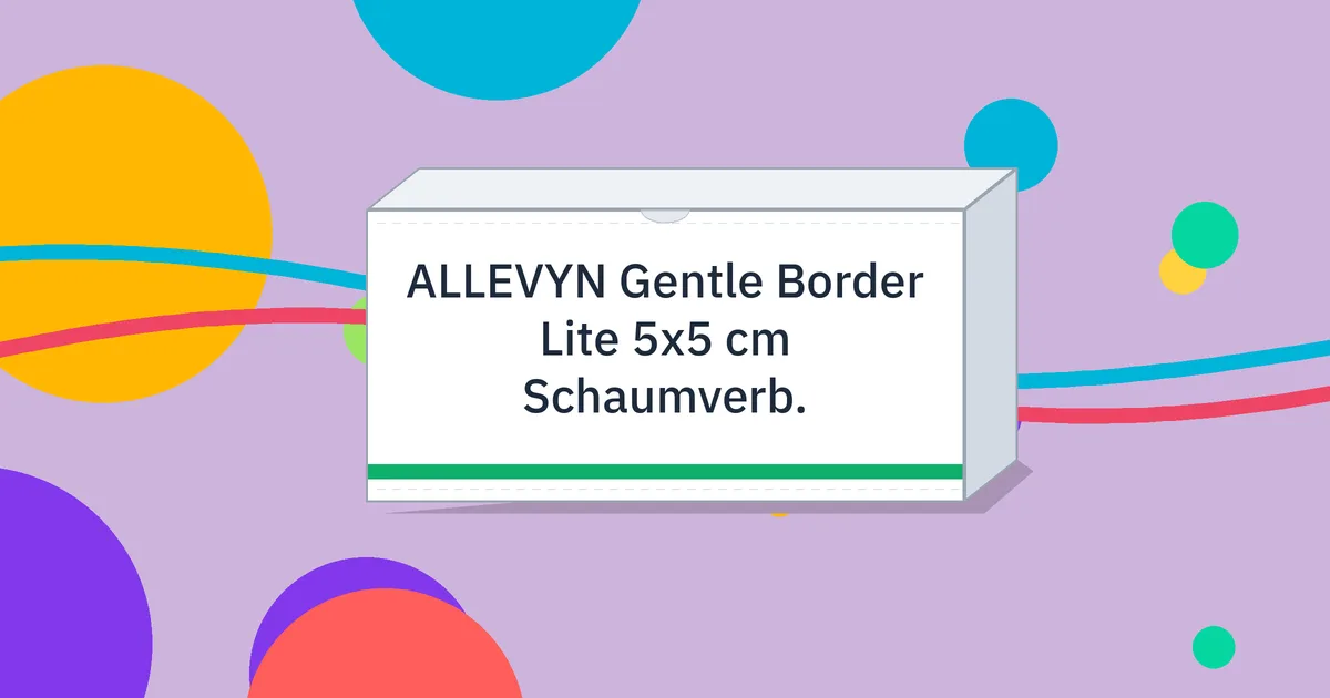 Symbolbild: Packung mit der Aufschrift ALLEVYN Gentle Border Lite 5x5 cm Schaumverb. (PZN 08928546) – Verfügbarkeit und Bezug in Apotheken in Frankfurt am Main