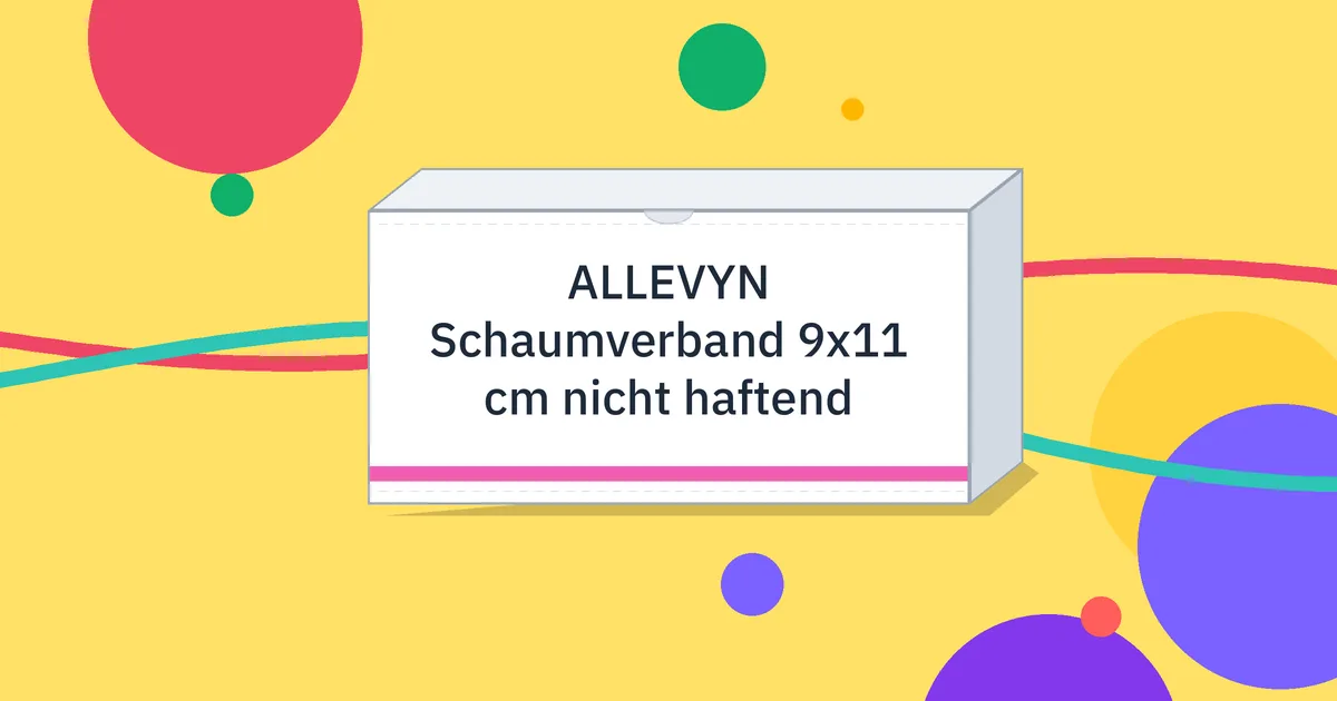 Symbolbild: Packung mit der Aufschrift ALLEVYN Schaumverband 9x11 cm nicht haftend (PZN 04604781) – Verfügbarkeit und Bezug in Apotheken in Frankfurt am Main