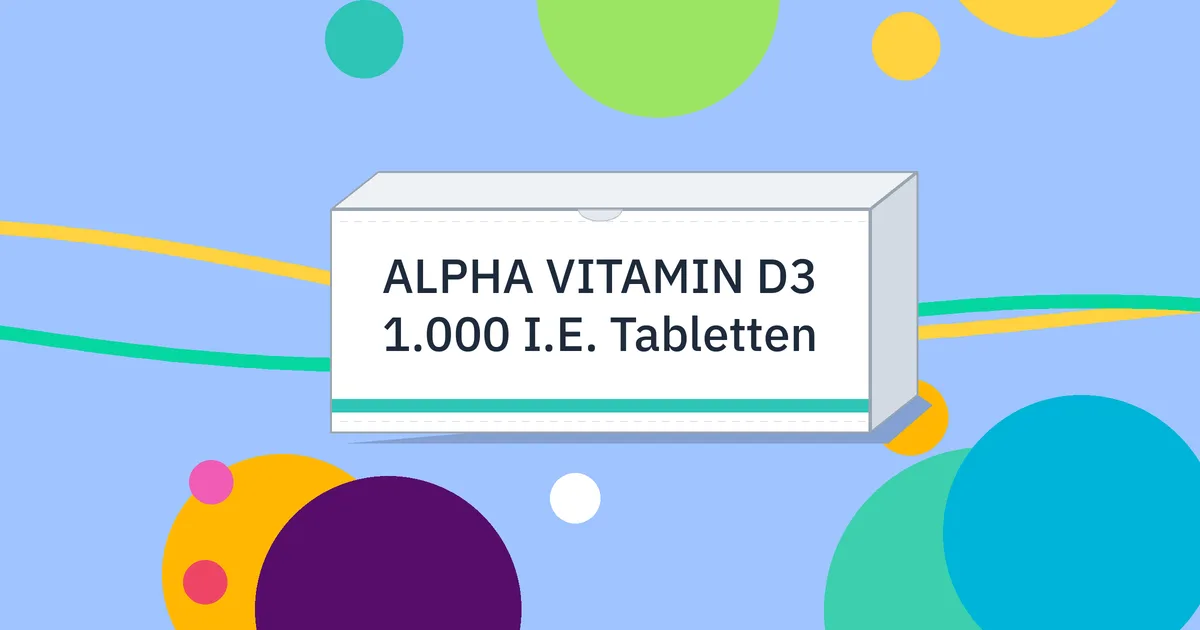 Symbolbild: Packung mit der Aufschrift ALPHA VITAMIN D3 1.000 I.E. Tabletten (PZN 20097384) – Verfügbarkeit und Bezug in Apotheken in Frankfurt am Main