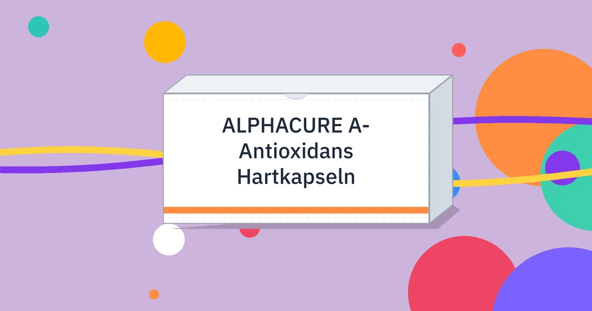 Symbolbild: Packung mit der Aufschrift ALPHACURE A-Antioxidans Hartkapseln (PZN 20359424) – Verfügbarkeit und Bezug in Apotheken in Frankfurt am Main