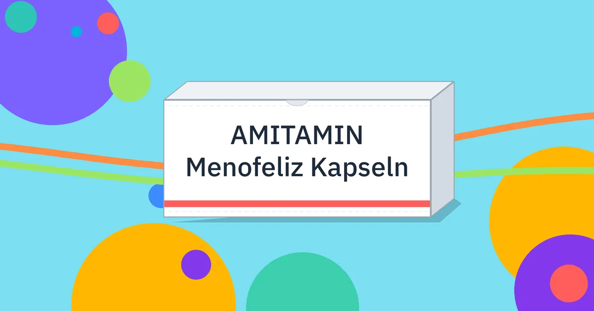Symbolbild: Packung mit der Aufschrift AMITAMIN Menofeliz Kapseln (PZN 17853847) – Verfügbarkeit und Bezug in Apotheken in Frankfurt am Main