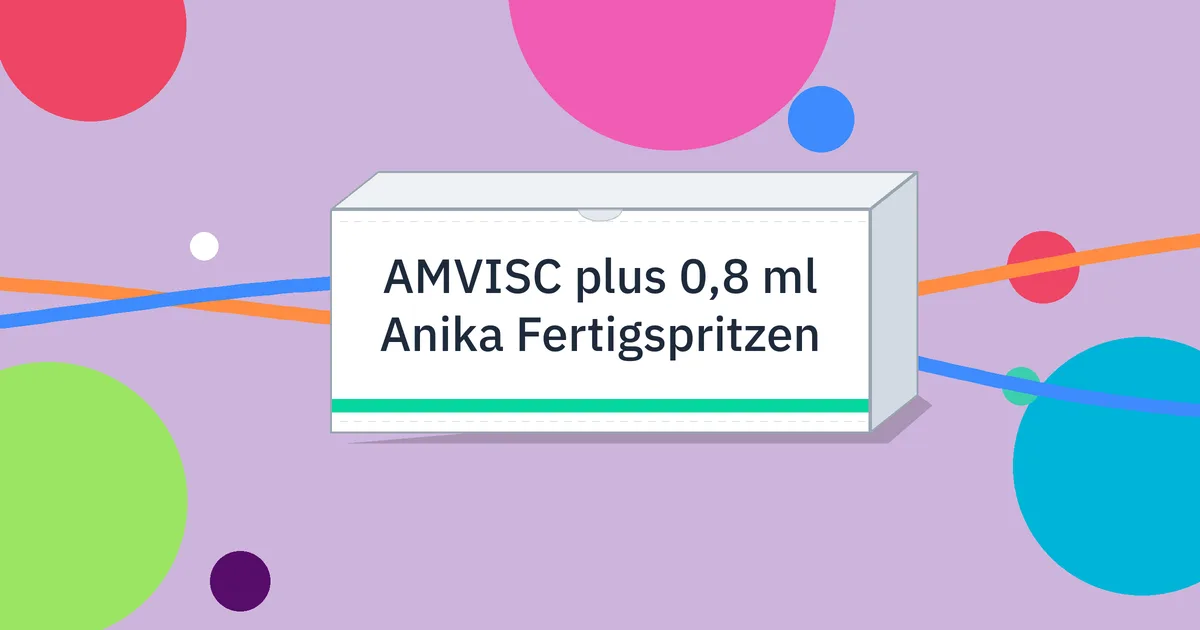 Symbolbild: Packung mit der Aufschrift AMVISC plus 0,8 ml Anika Fertigspritzen (PZN 07507311) – Verfügbarkeit und Bezug in Apotheken in Frankfurt am Main