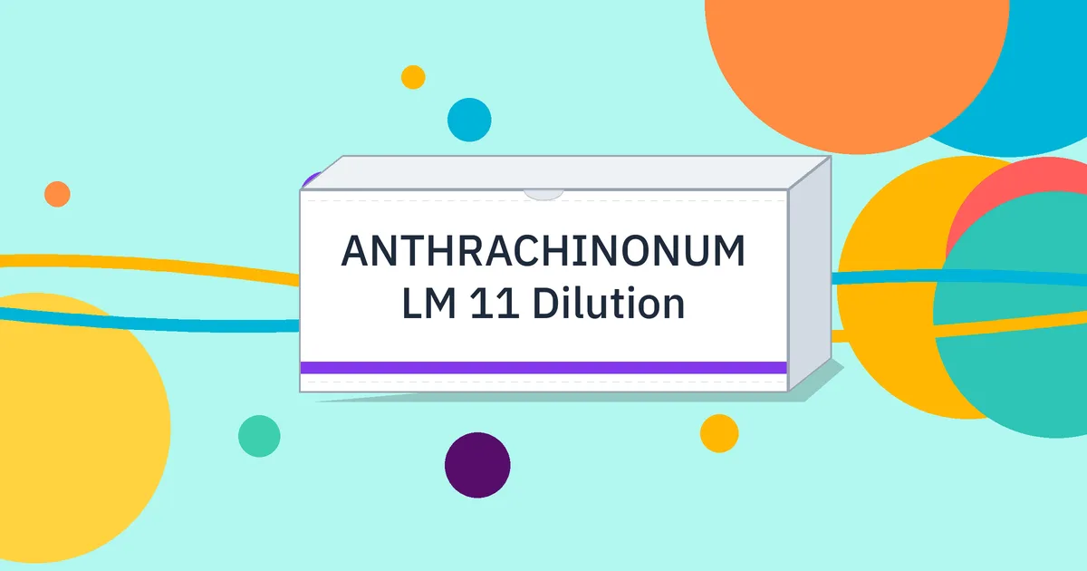 Symbolbild: Packung mit der Aufschrift ANTHRACHINONUM LM 11 Dilution (PZN 13370744) – Verfügbarkeit und Bezug in Apotheken in Frankfurt am Main