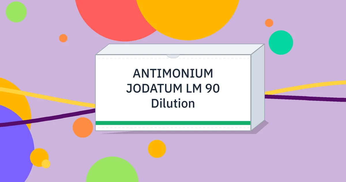Symbolbild: Packung mit der Aufschrift ANTIMONIUM JODATUM LM 90 Dilution (PZN 12764493) – Verfügbarkeit und Bezug in Apotheken in Frankfurt am Main