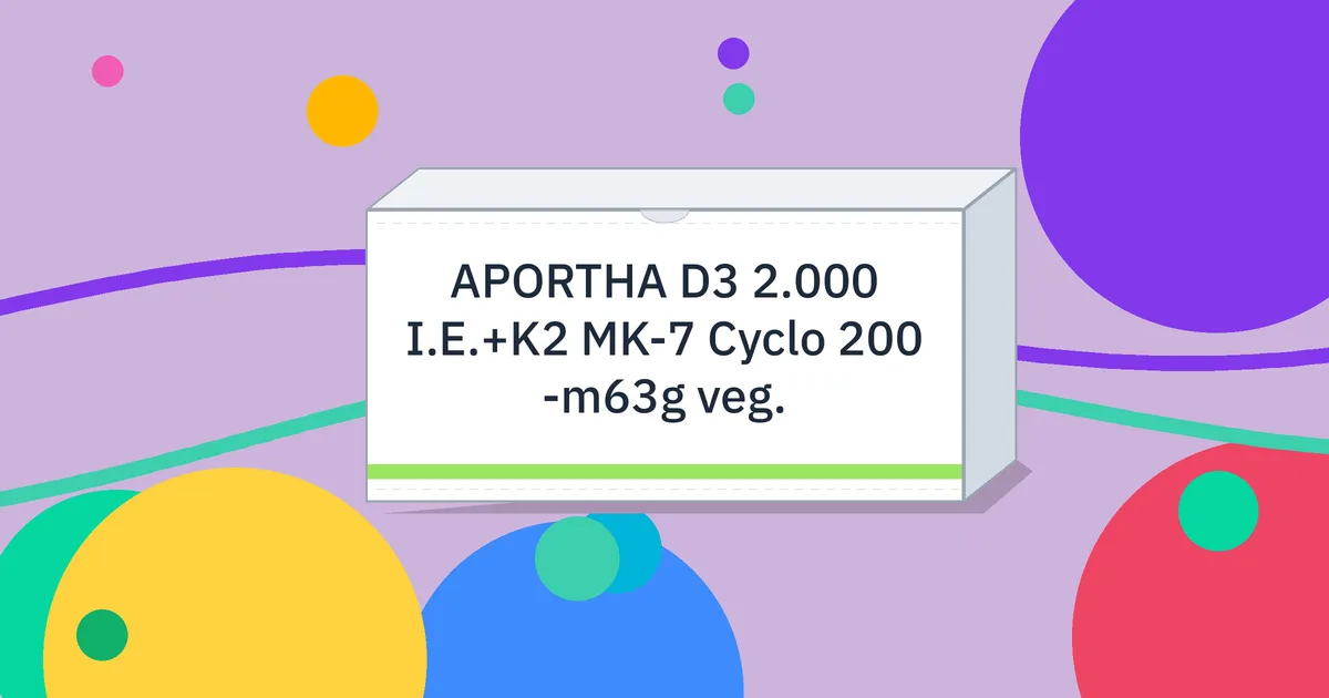 Symbolbild: Packung mit der Aufschrift APORTHA D3 2.000 I.E.+K2 MK-7 Cyclo 200 -m63g veg. (PZN 19904081) – Verfügbarkeit und Bezug in Apotheken in Frankfurt am Main