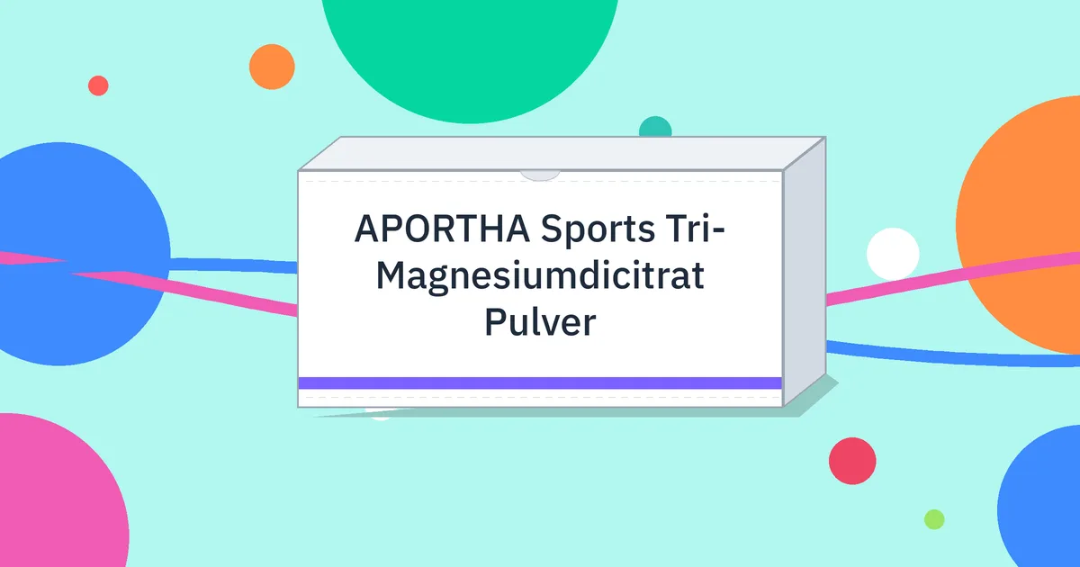 Symbolbild: Packung mit der Aufschrift APORTHA Sports Tri-Magnesiumdicitrat Pulver (PZN 17621031) – Verfügbarkeit und Bezug in Apotheken in Frankfurt am Main