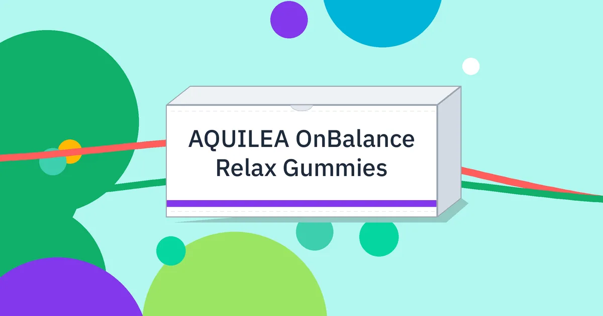 Symbolbild: Packung mit der Aufschrift AQUILEA OnBalance Relax Gummies (PZN 19739334) – Verfügbarkeit und Bezug in Apotheken in Frankfurt am Main