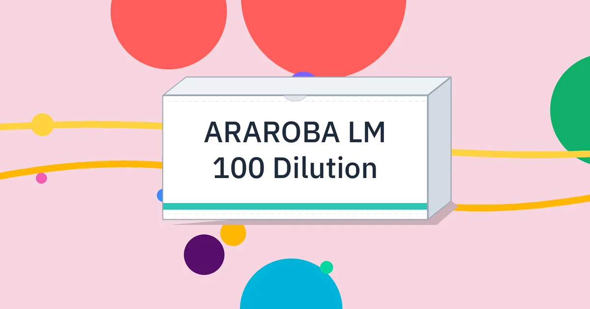 Symbolbild: Packung mit der Aufschrift ARAROBA LM 100 Dilution (PZN 13386231) – Verfügbarkeit und Bezug in Apotheken in Frankfurt am Main