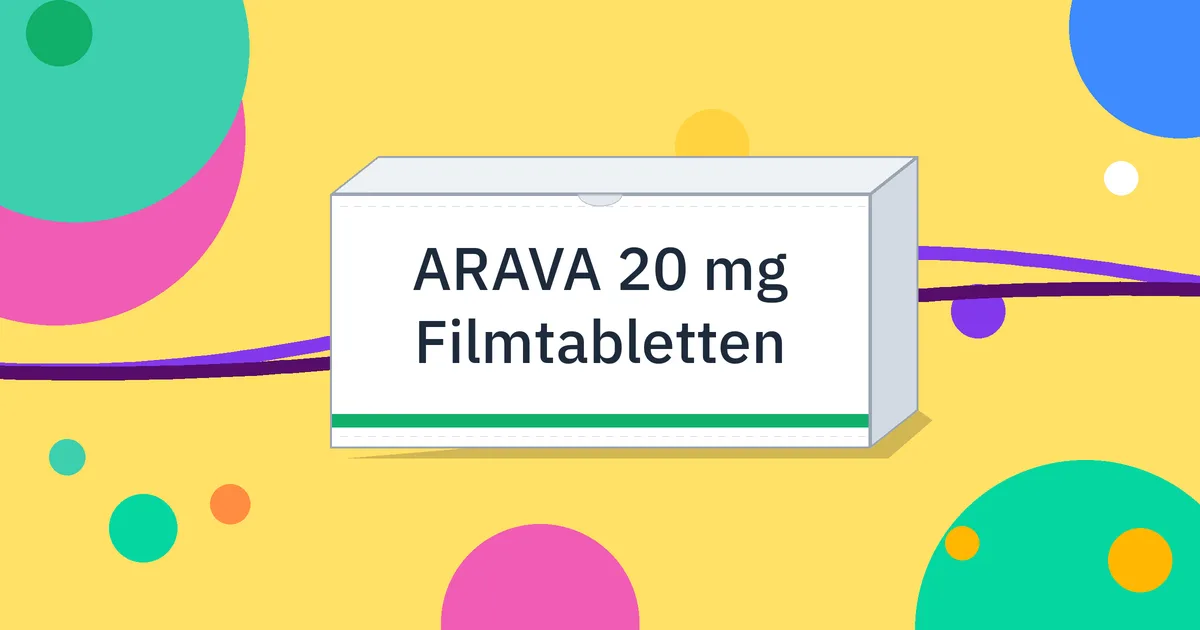 Symbolbild: Packung mit der Aufschrift ARAVA 20 mg Filmtabletten (PZN 09372766) – Verfügbarkeit und Bezug in Apotheken in Frankfurt am Main