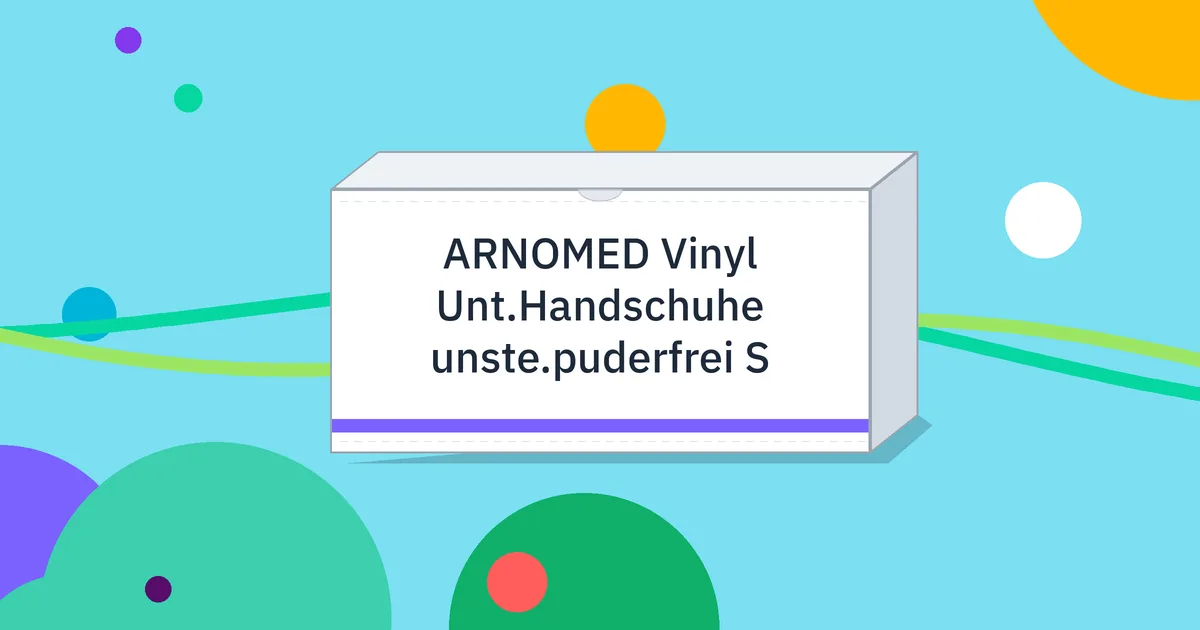 Symbolbild: Packung mit der Aufschrift ARNOMED Vinyl Unt.Handschuhe unste.puderfrei S (PZN 13699349) – Verfügbarkeit und Bezug in Apotheken in Frankfurt am Main