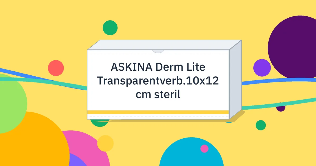 Symbolbild: Packung mit der Aufschrift ASKINA Derm Lite Transparentverb.10x12 cm steril (PZN 18368893) – Verfügbarkeit und Bezug in Apotheken in Frankfurt am Main